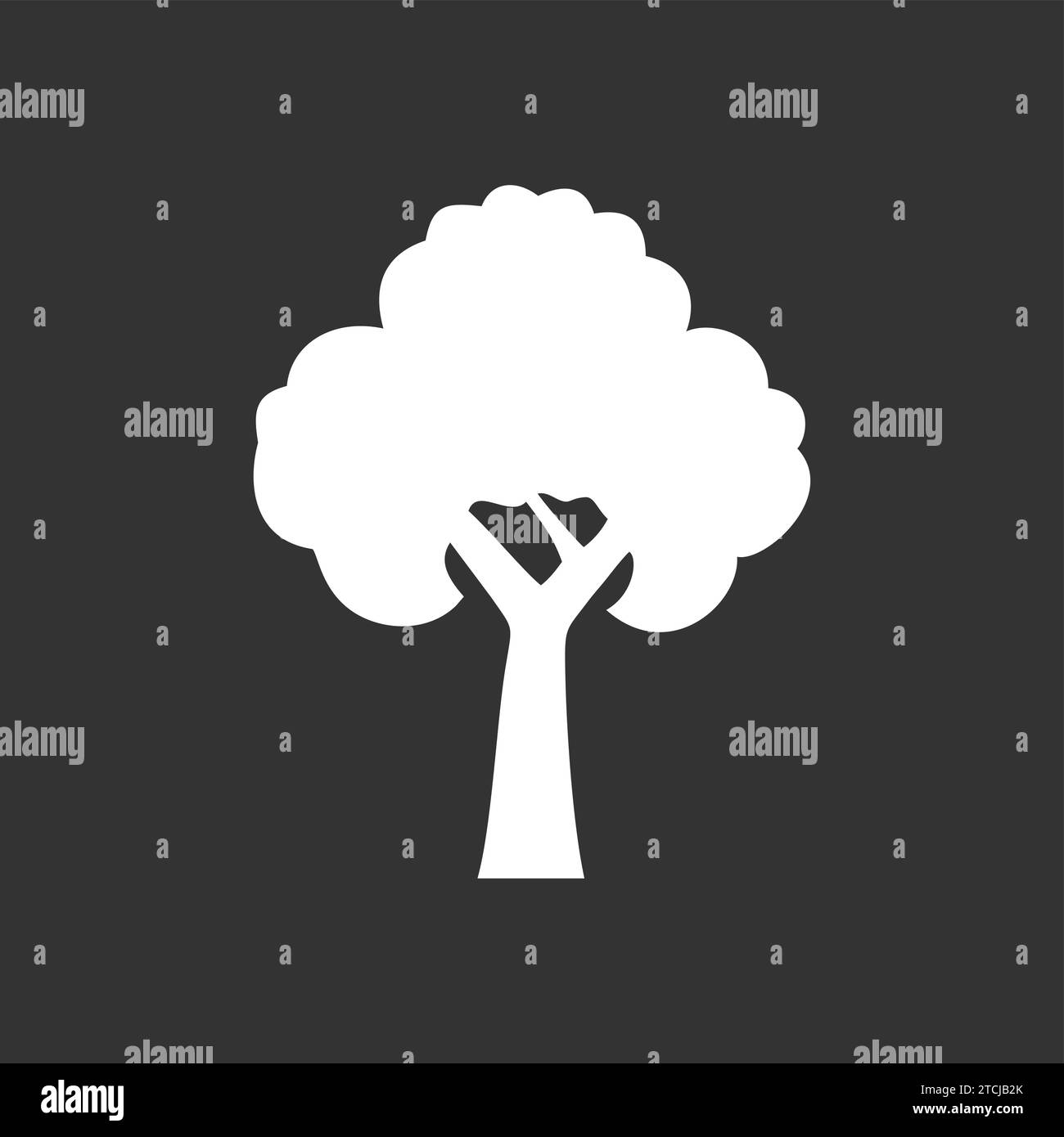 Tree sign icon in flat style. Branch forest tree silhouette. Vector ...