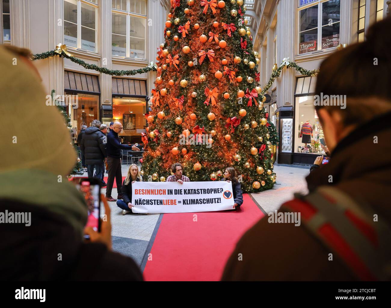 Leipzig, Germany. 13th Dec, 2023. Members of the "Last Generation ...
