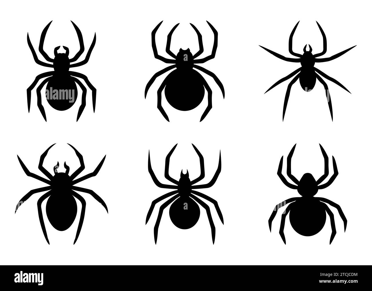Set of black spider icons. Spider silhouette collection isolated on ...