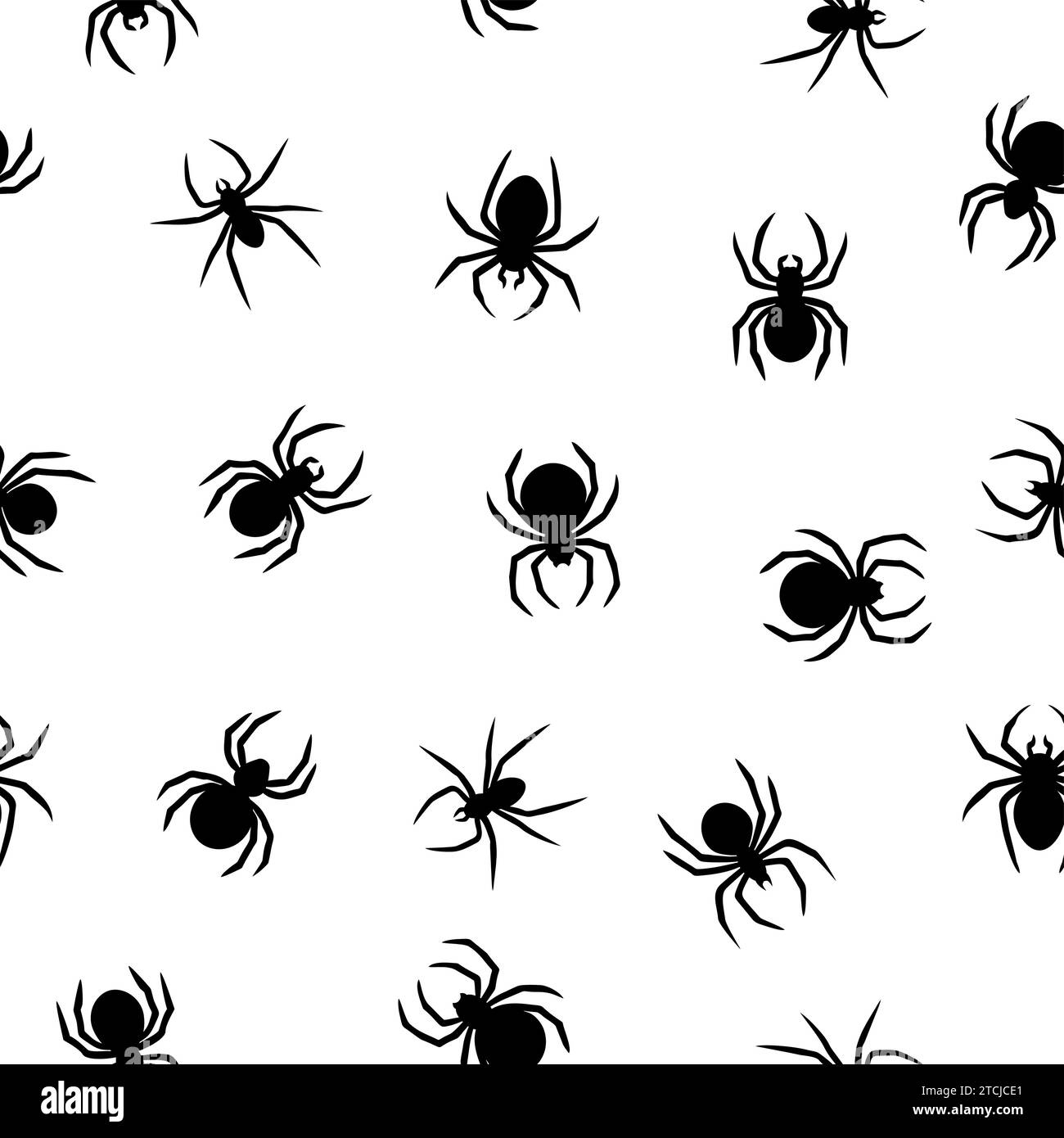Seamless spider silhouette pattern on white background. Cute spider ...