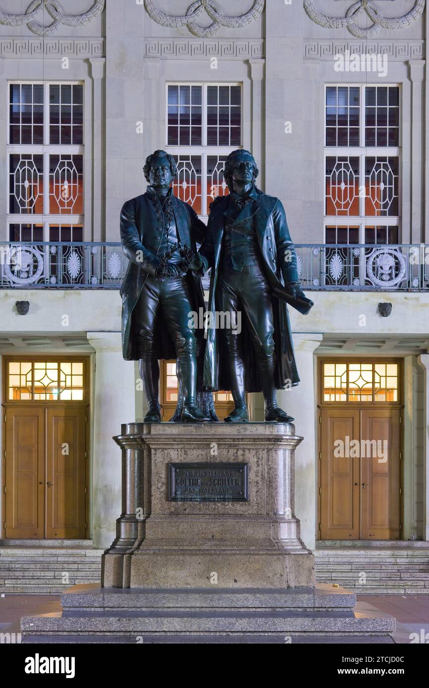 German National Theatre Weimar with Goethe Schiller statue Stock Photo ...
