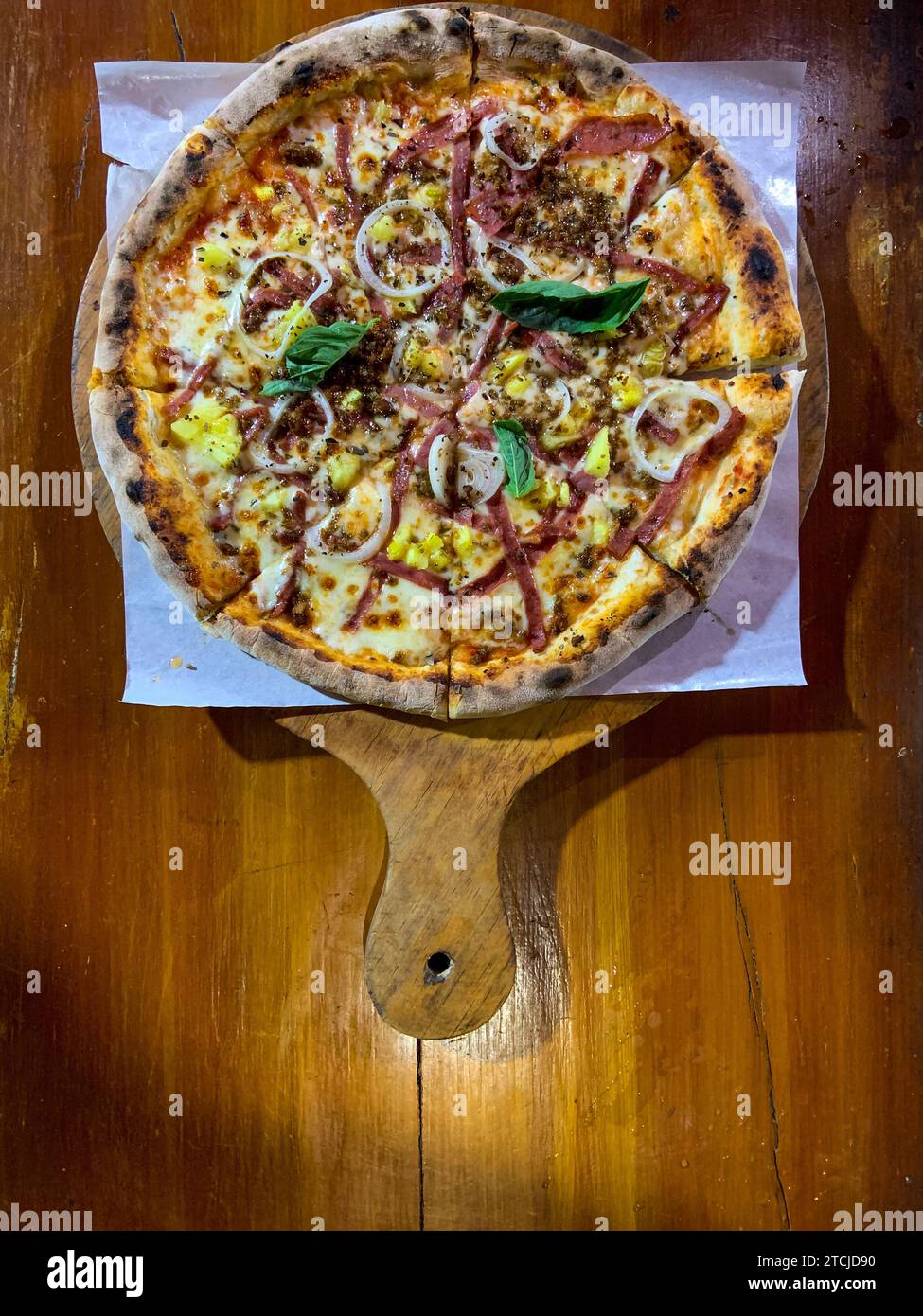 Street food mozarella pizza small size, Crunchy, soft, and burnt toasty ...