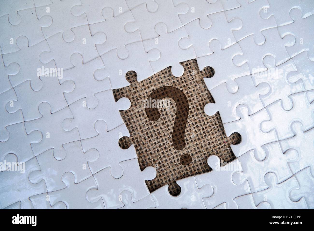 Question mark on jigsaw puzzle with missing piece. Concept of question ...