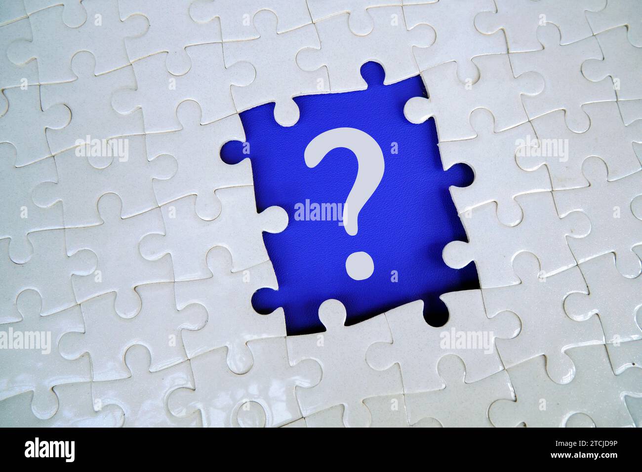 Question mark on jigsaw puzzle with missing piece. Concept of question ...