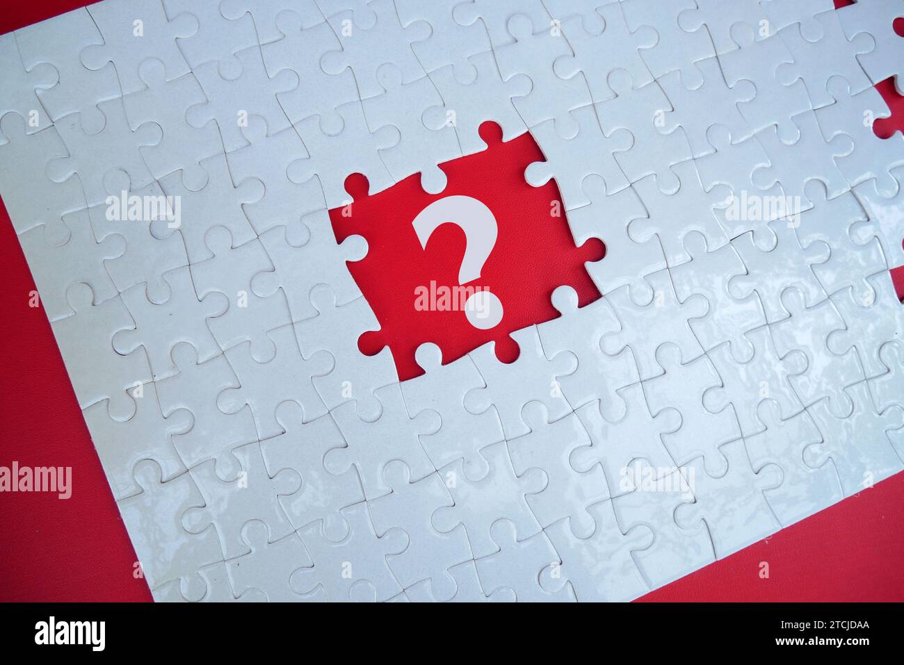 Question mark on jigsaw puzzle with missing piece. Concept of question ...