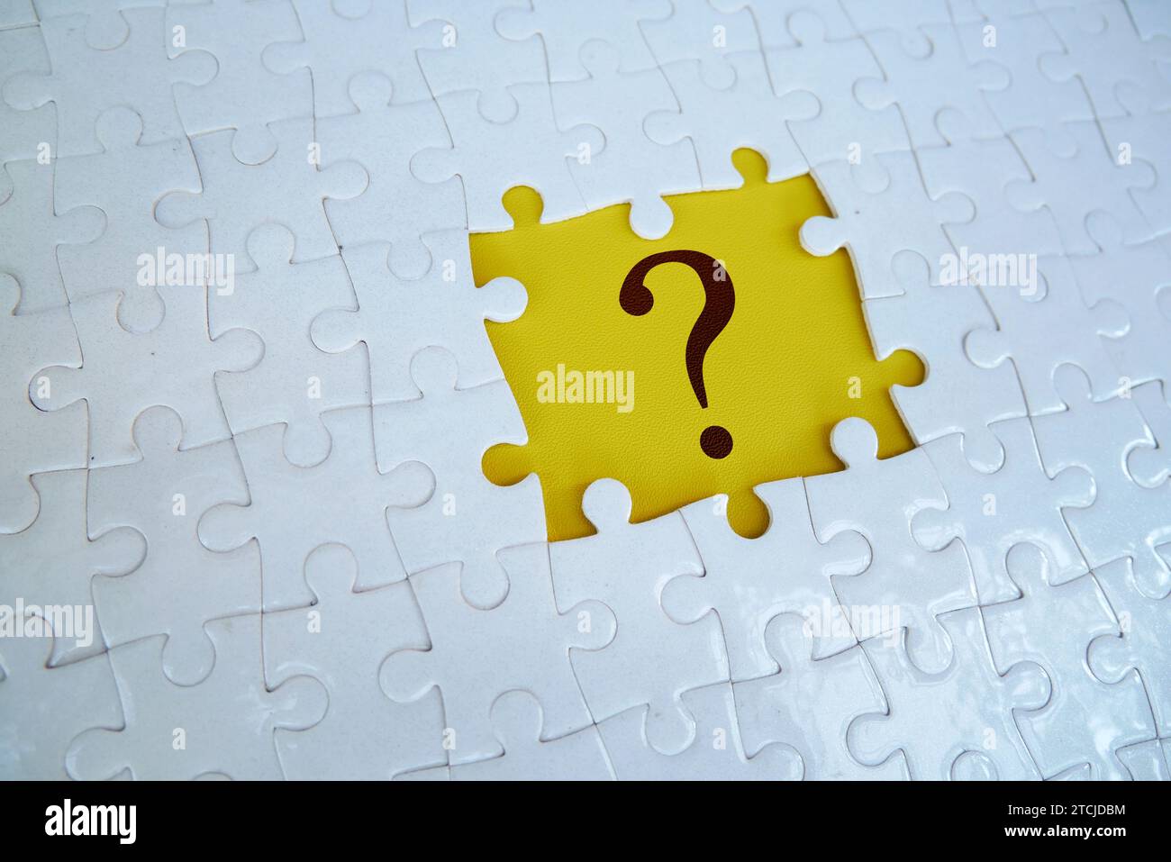 Question mark on jigsaw puzzle with missing piece. Concept of question ...