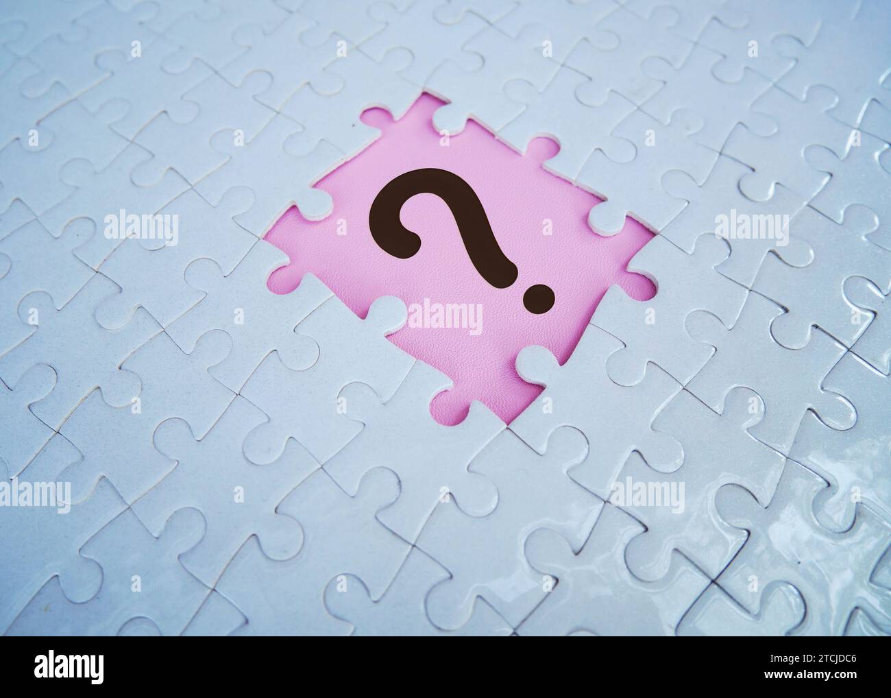 Question mark on jigsaw puzzle with missing piece. Concept of question ...