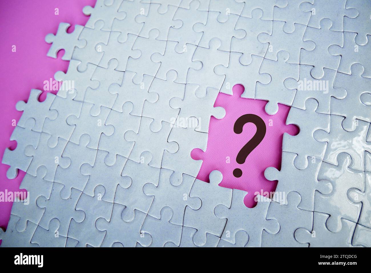 Question mark on jigsaw puzzle with missing piece. Concept of question ...
