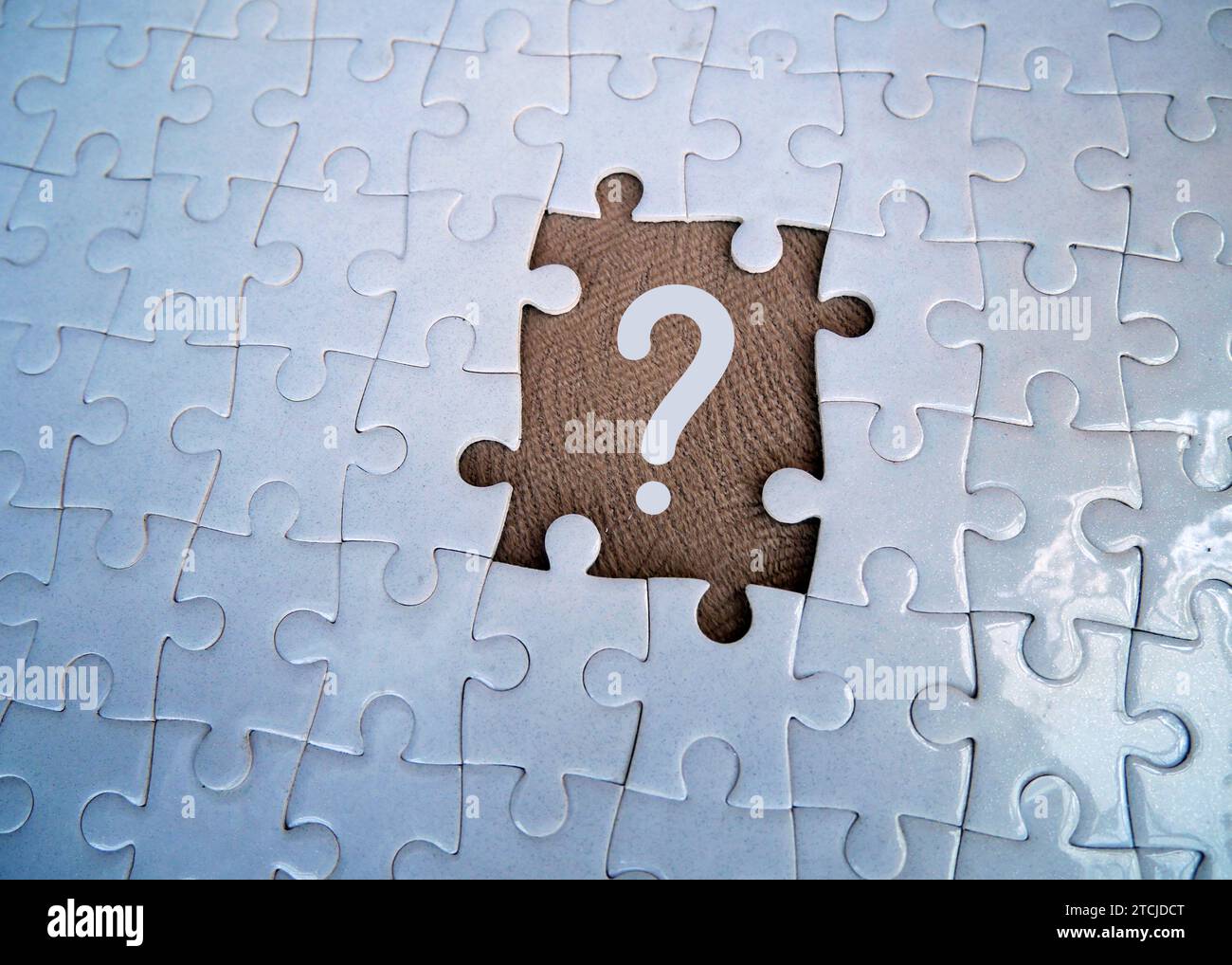 Question mark on jigsaw puzzle with missing piece. Concept of question ...