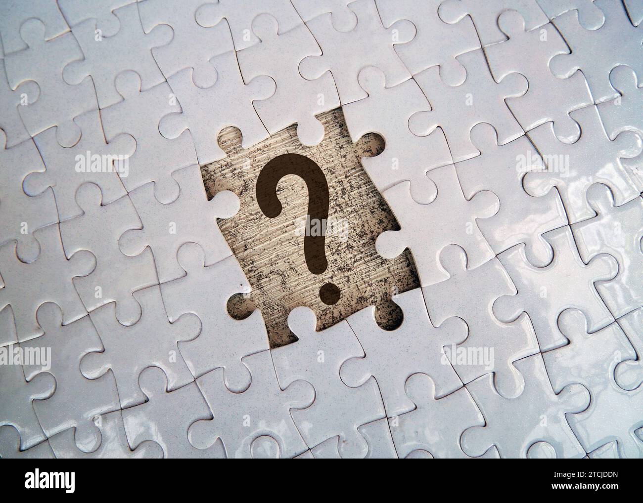 Question mark on jigsaw puzzle with missing piece. Concept of question ...