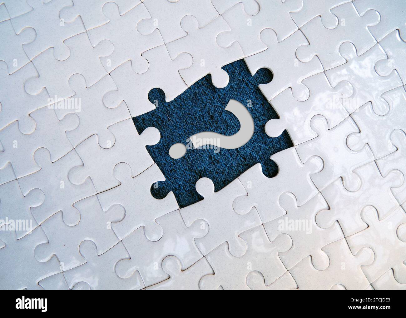 Question mark on jigsaw puzzle with missing piece. Concept of question ...
