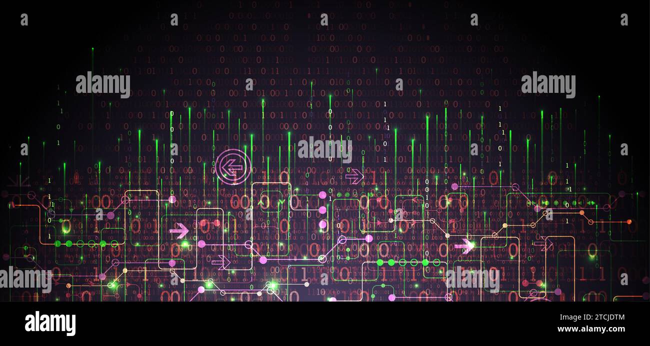 Abstract data gradient color background. Hand drawn digital technology ...