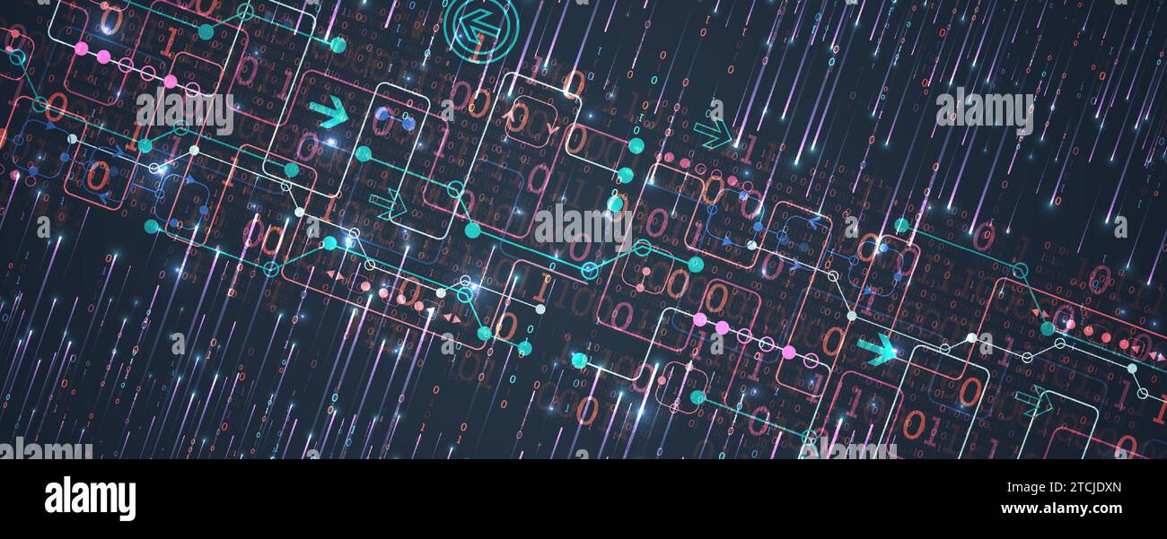 Abstract data gradient color background. Hand drawn digital technology ...