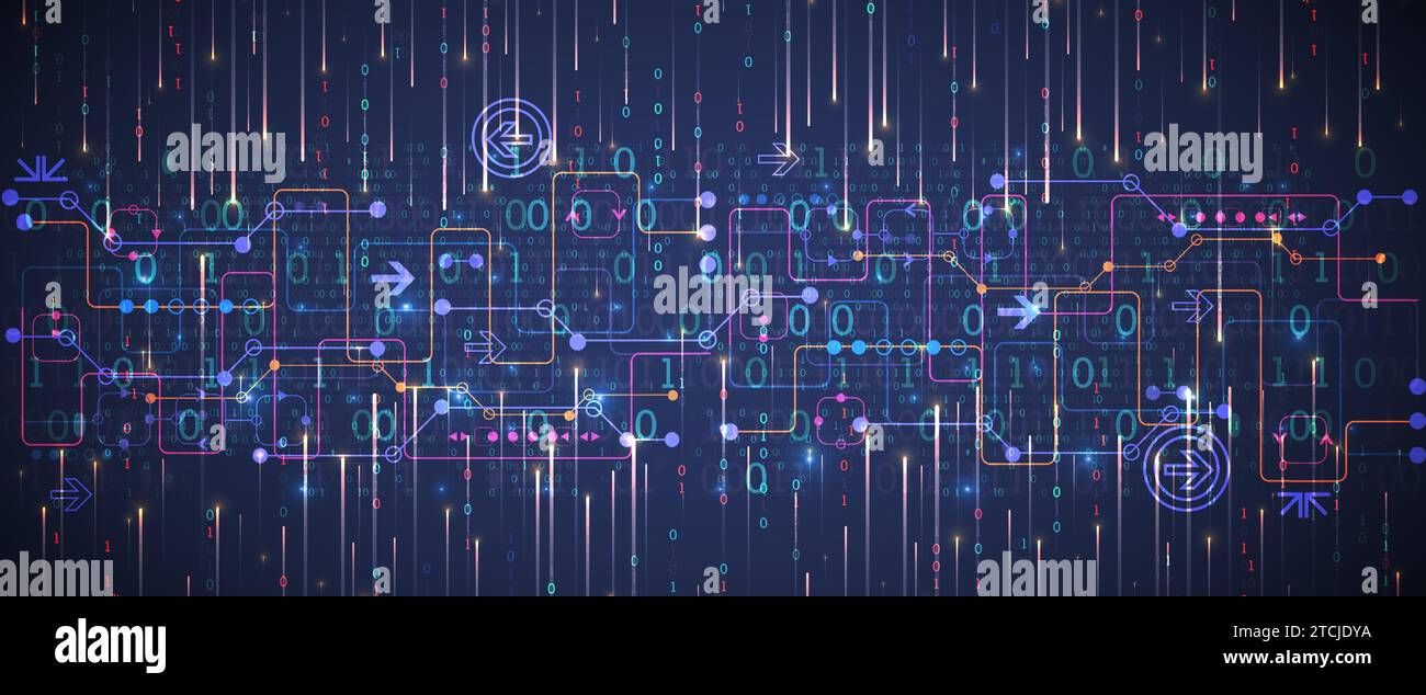 Abstract data gradient color background. Hand drawn digital technology ...