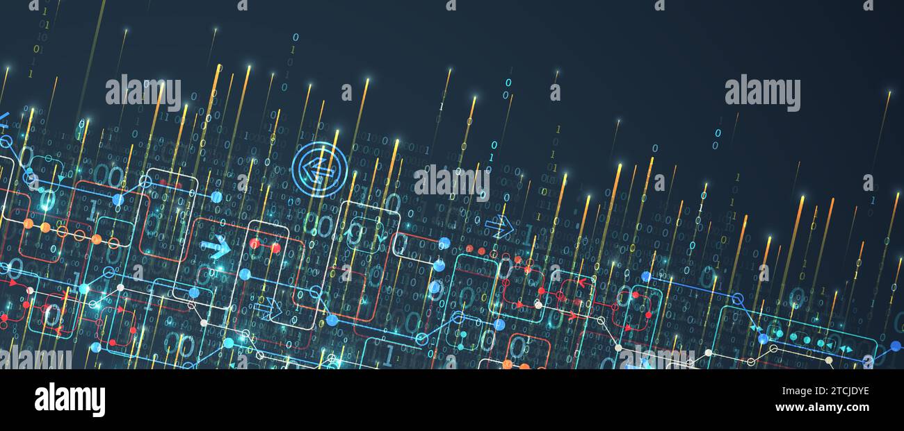 Abstract data gradient color background. Hand drawn digital technology ...