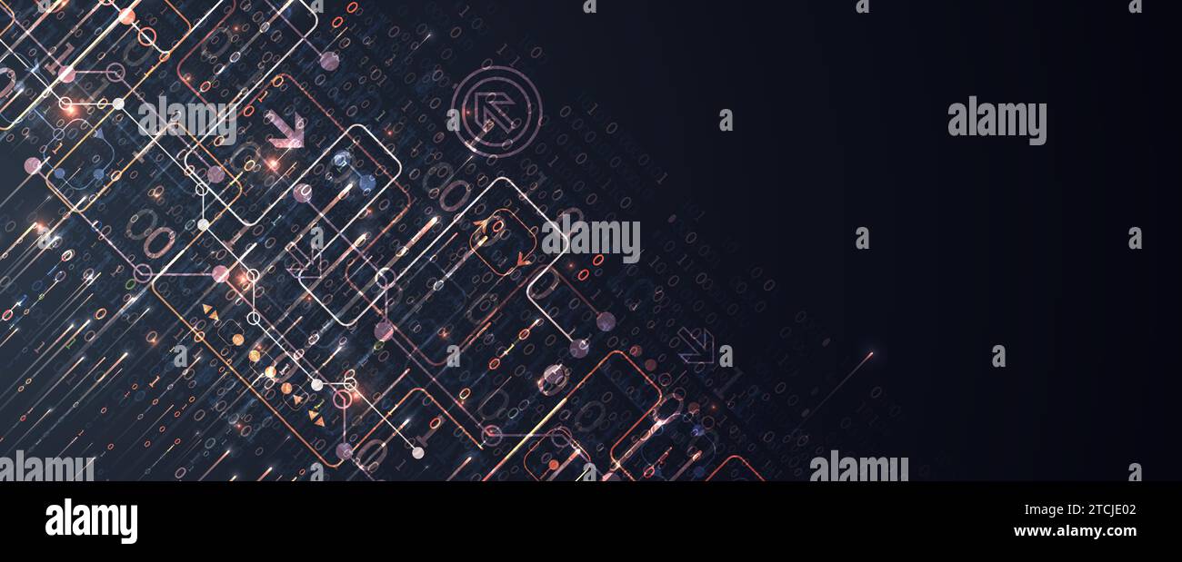 Abstract data gradient color background. Hand drawn digital technology ...