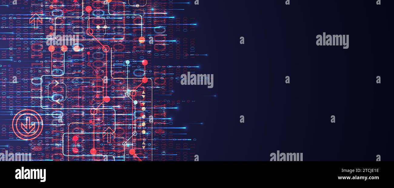 Abstract data gradient color background. Hand drawn digital technology ...