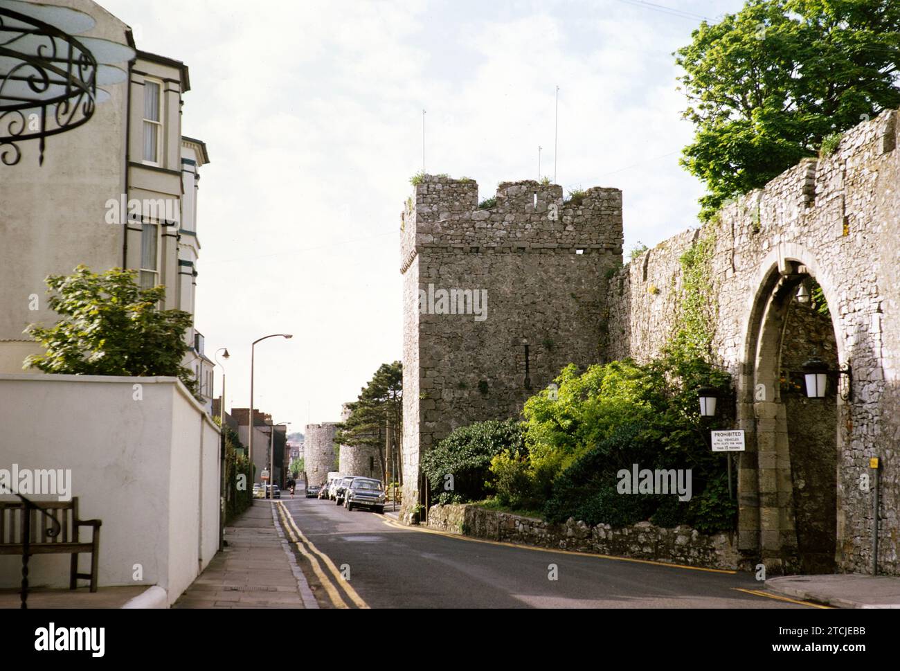 Medieval town walls, Tenby, Pembrokeshire, Wales, UK May 1970 Stock ...
