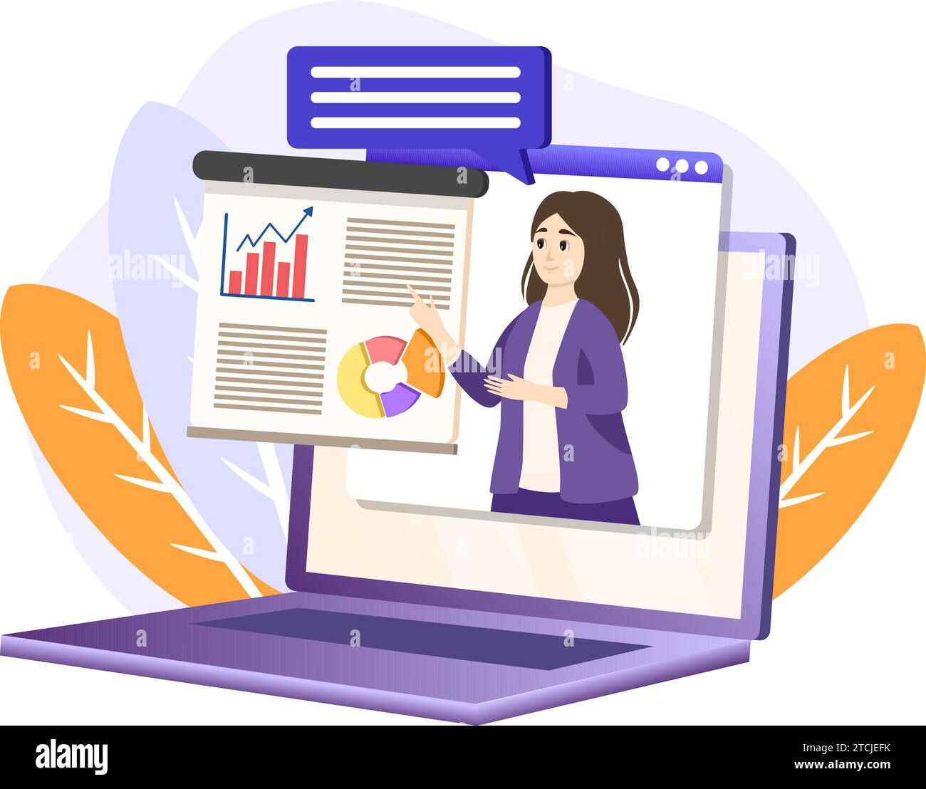 Online training illustration. Flat design concept of online education ...