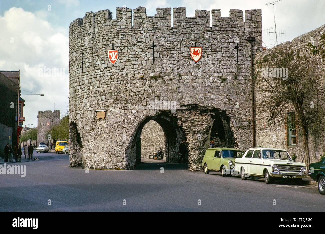 Five Arches, medieval town walls, Tenby, Pembrokeshire, Wales, UK May ...
