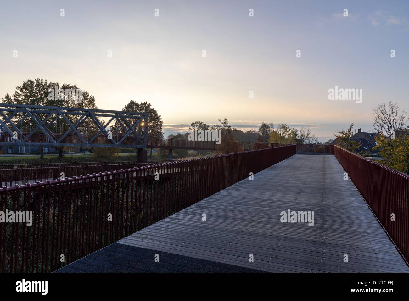 Stönner-Meijwaard Bridge, wooden bicycle bridge over the Wilhelmina ...
