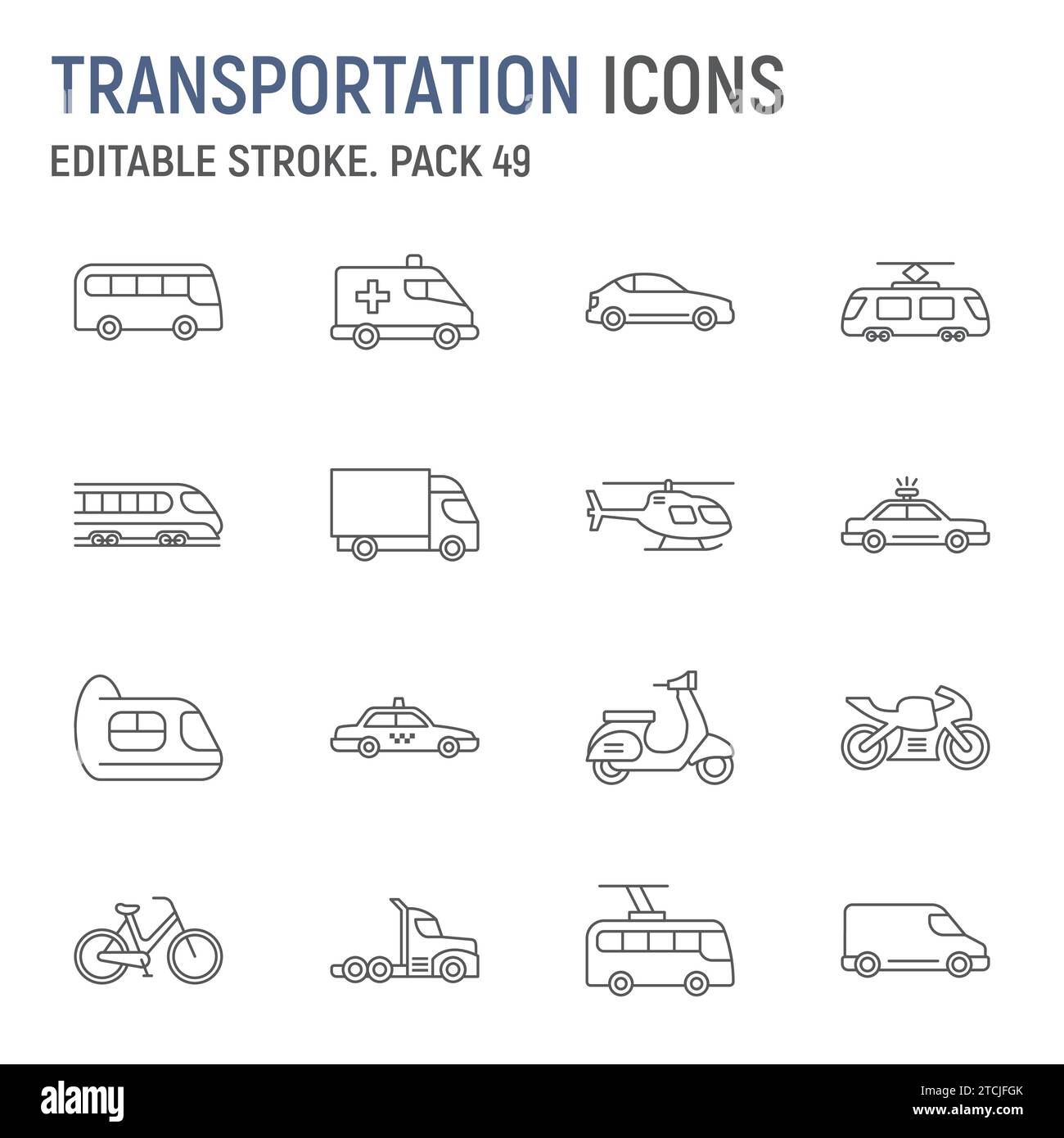 Transportation line icon set, vehicle collection, vector graphics, logo illustrations, transport ...