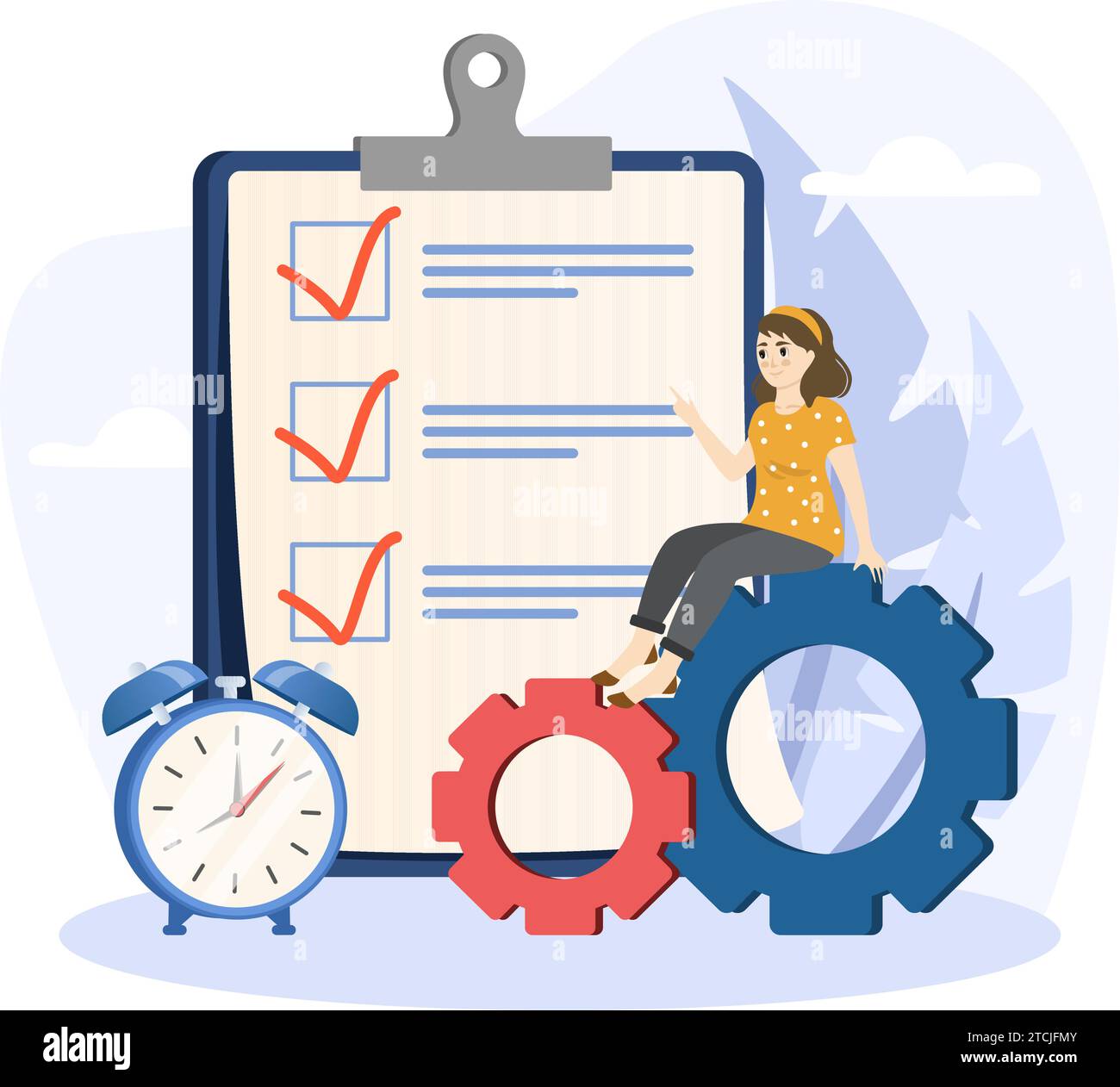 Responsibility illustration. Checklist for work completion, review plan ...