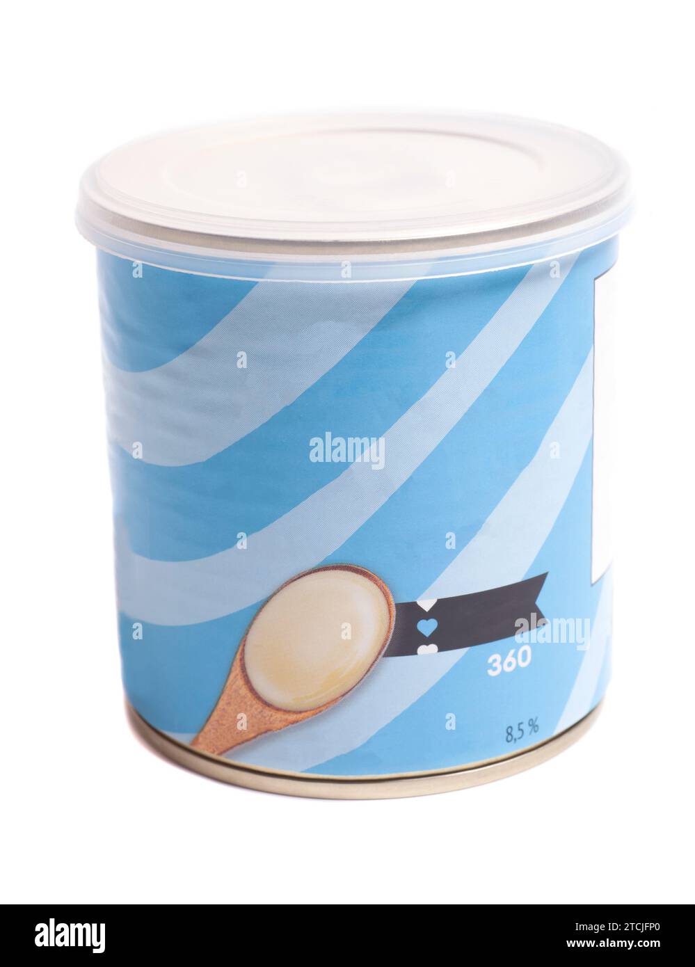 Condensed milk tin can isolated on white Stock Photo - Alamy