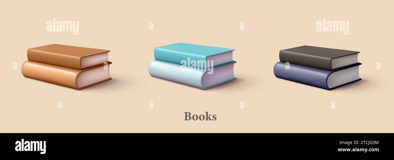 3D Stack of Closed Books Isolated. Render Pile of Books Icon. Set of ...