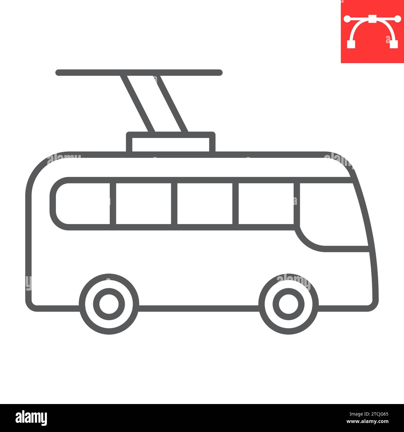 Trolleybus line icon, transportation and vehicle, trolleybus vector icon, vector graphics ...