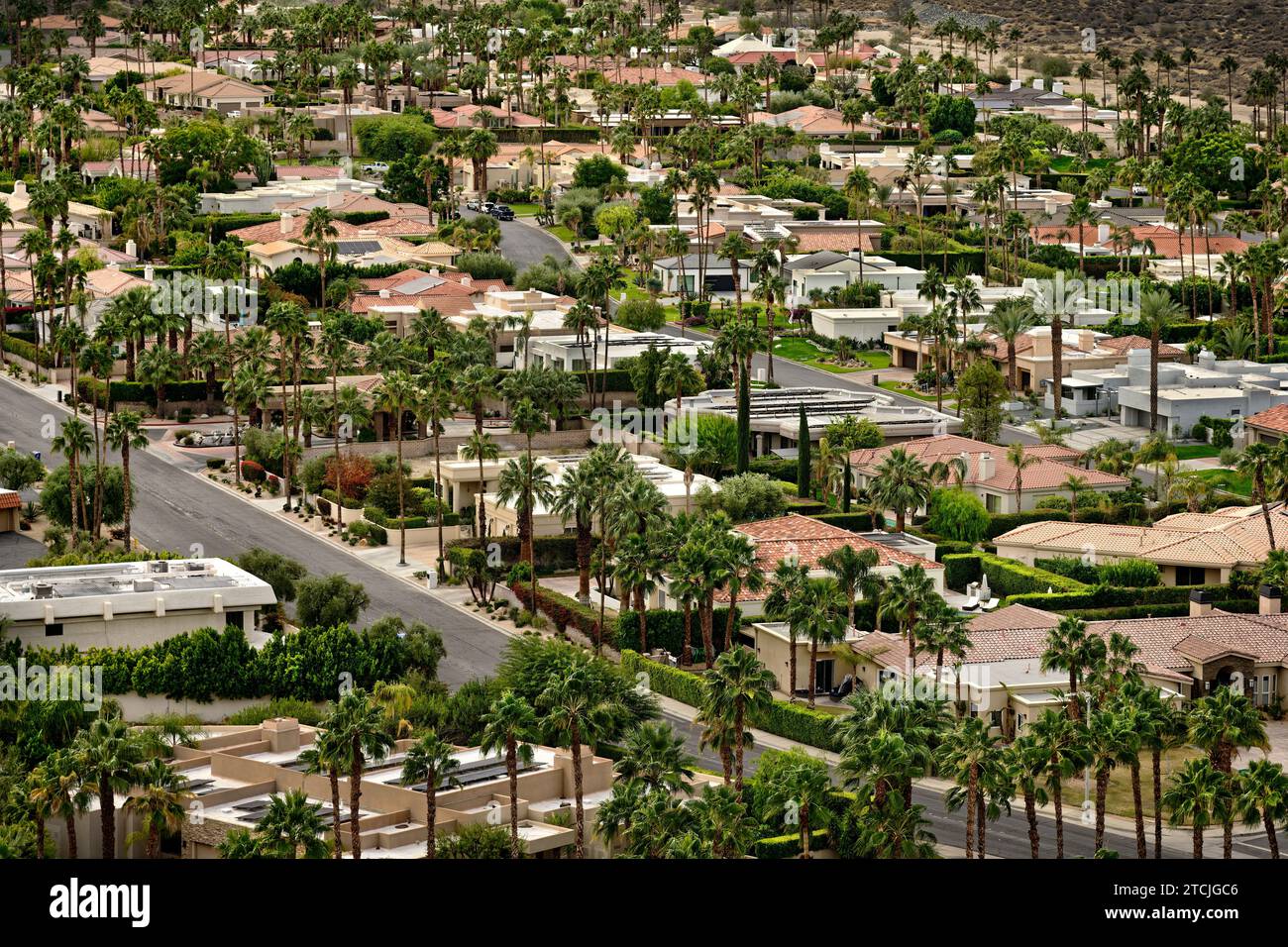 An aerial view of a mid century modern neighborhood in Palm Springs ...