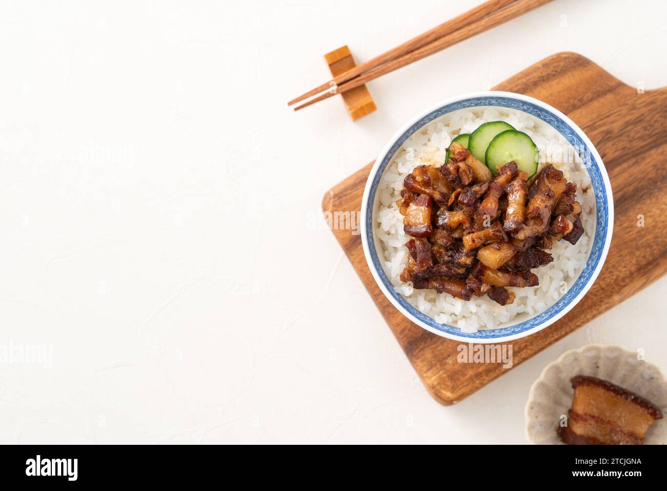 Braised pork belly meat rice, stewed pork over cooked rice in Taiwanese ...