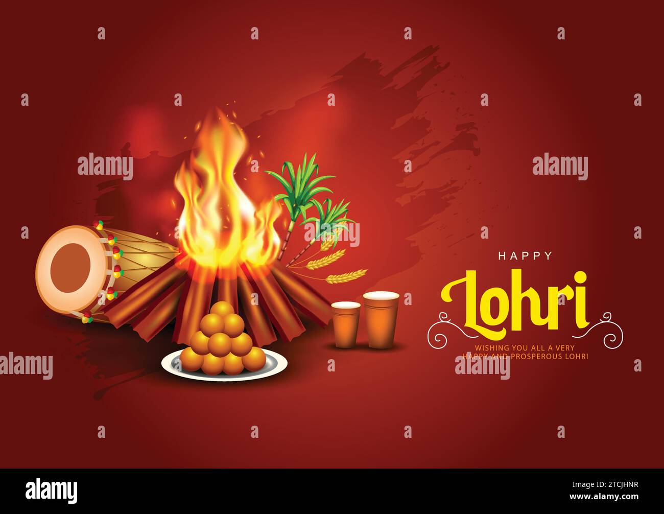 Happy Lohri festival of Punjab India background. lohri elements ...