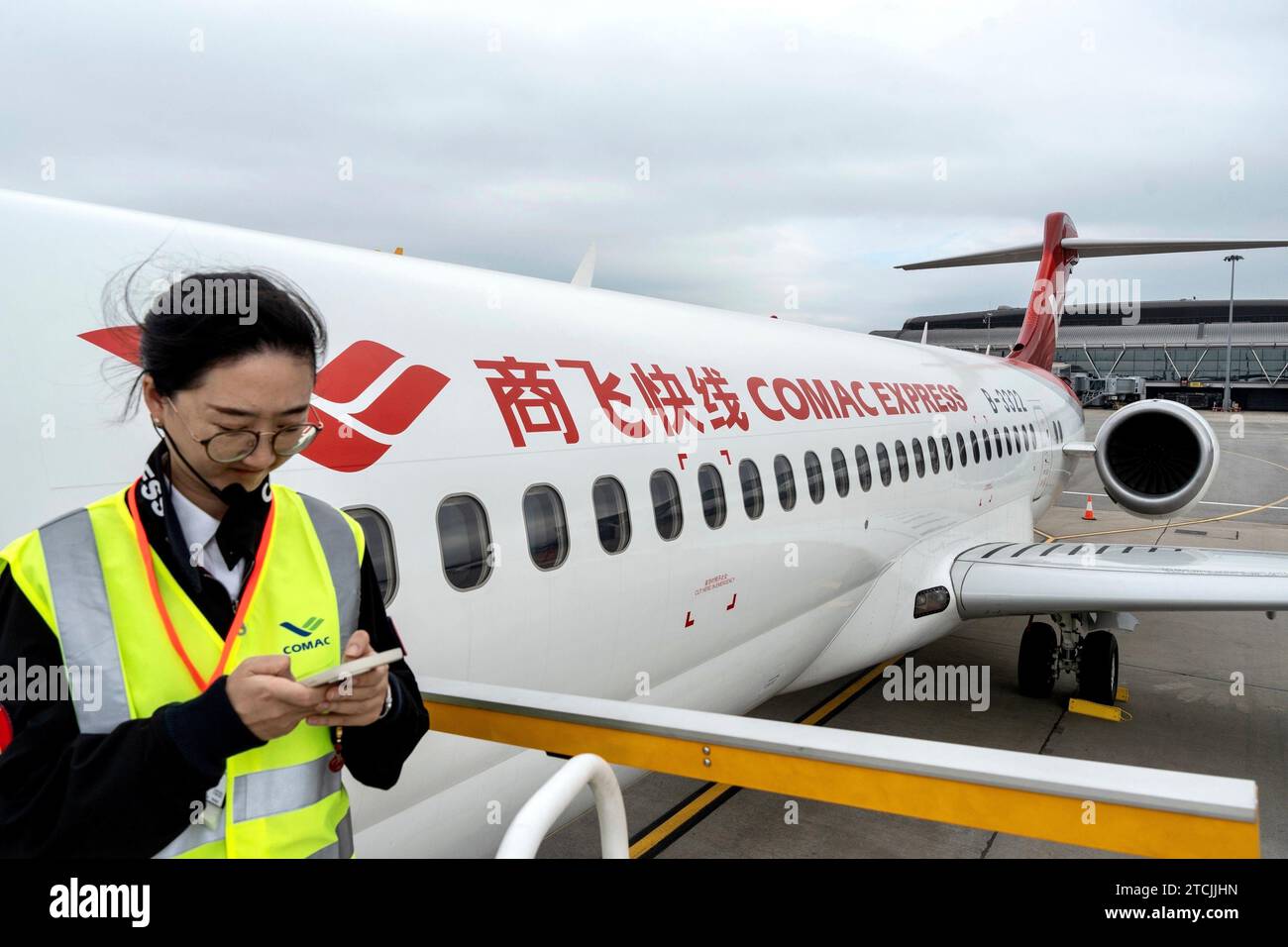 The Chinese-made ARJ21 is displayed at the Hong Kong International Airport in Hong Kong, on ...