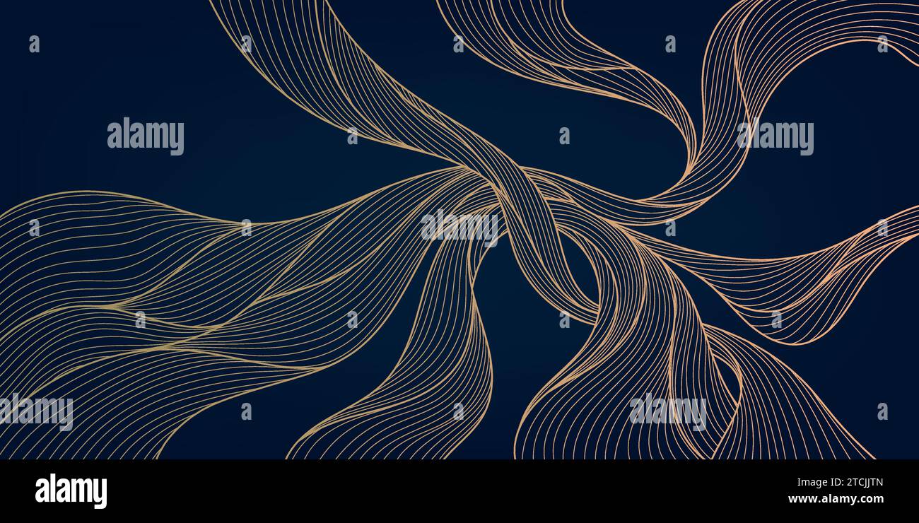 Vector abstract golden line background, luxury wave curve design ...