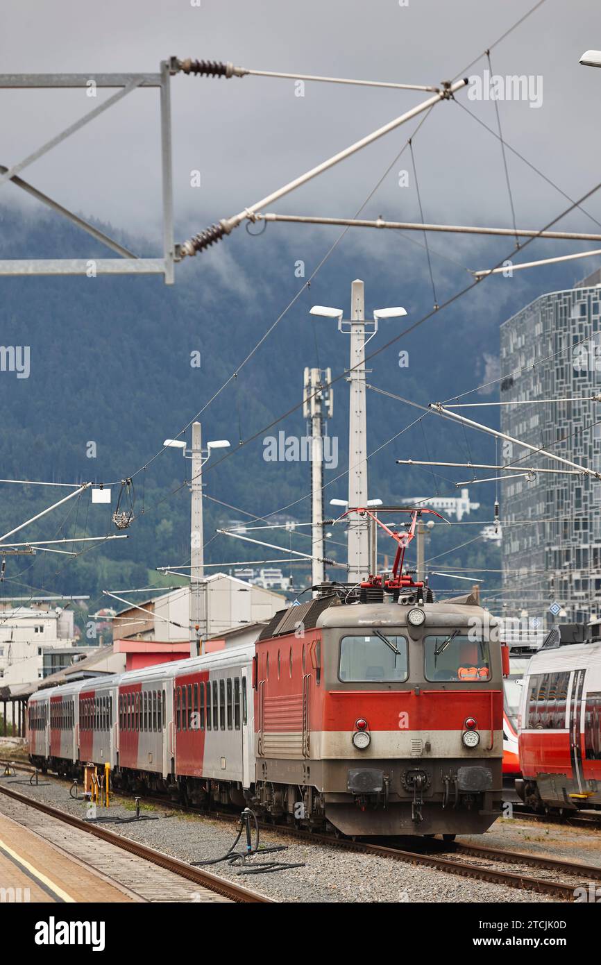 Modern Innsbruck railway station platform. Austrian transportation ...