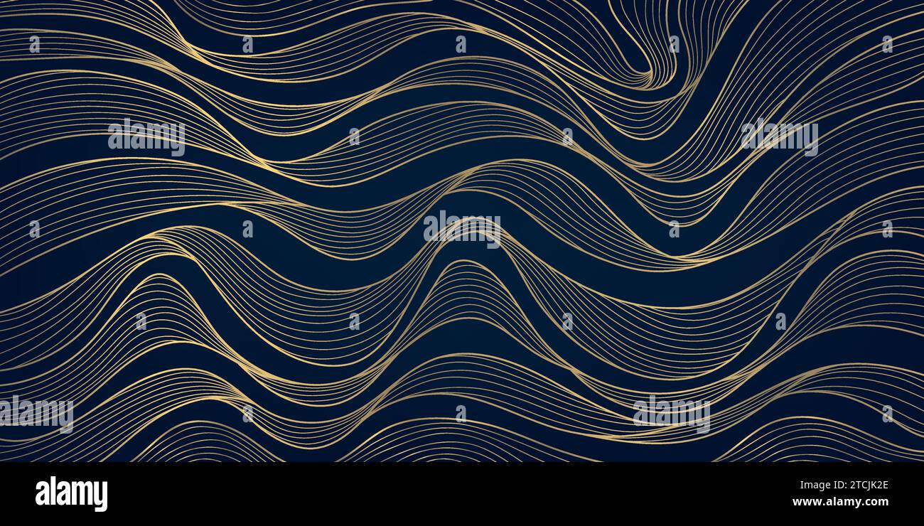 Vector abstract golden line background, luxury wave curve design ...