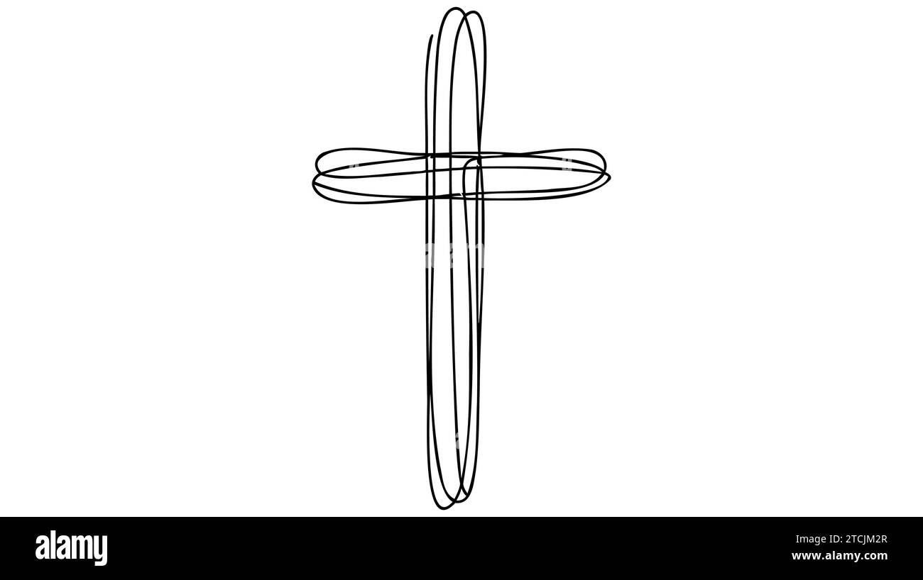 Continuous drawn one line of the symbol of religion. Vector ...