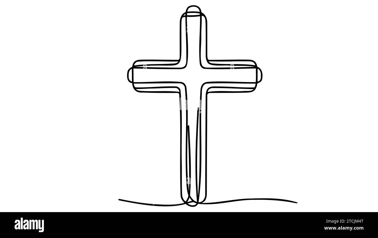 Continuous drawn one line of the symbol of religion. Vector ...