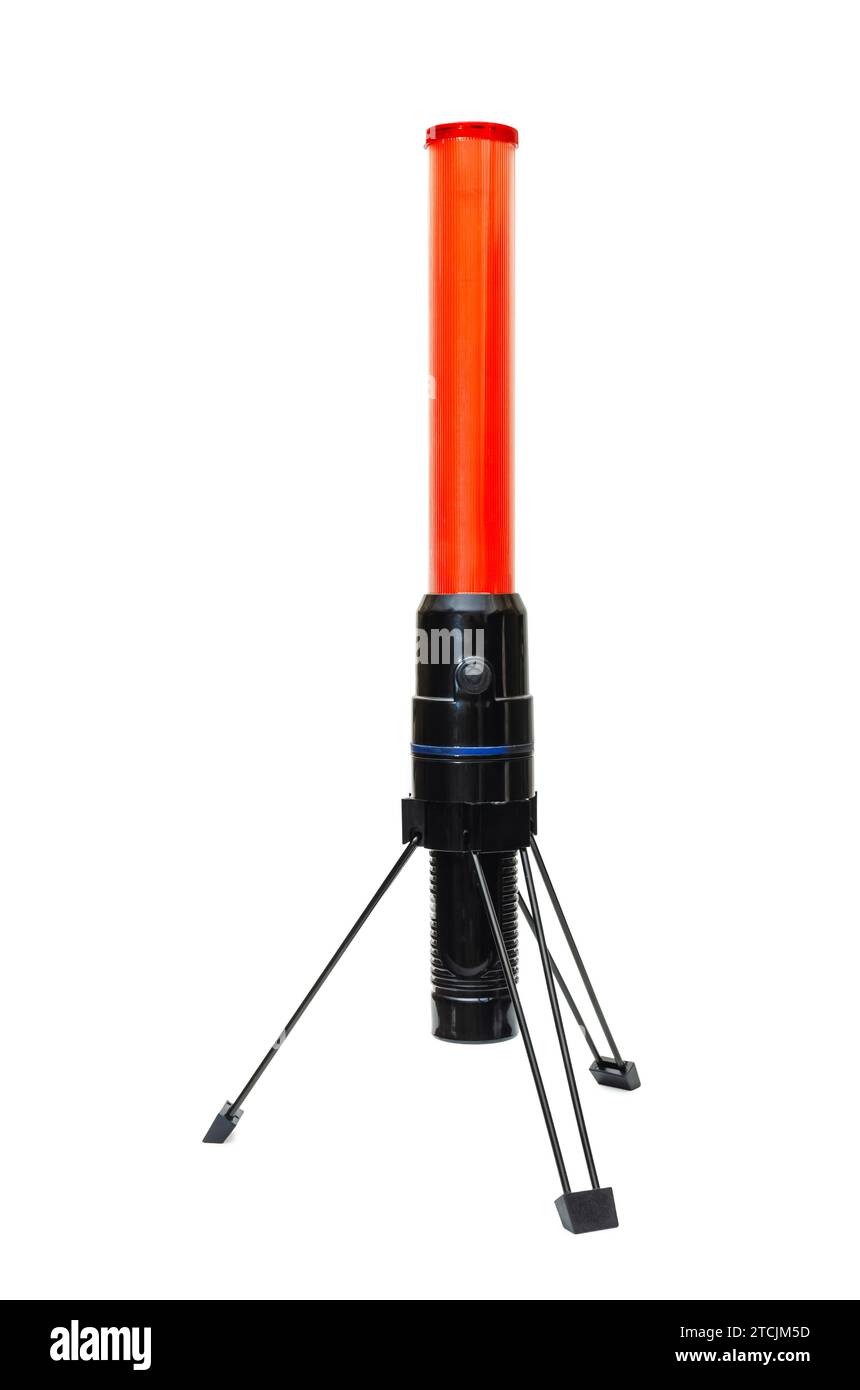 This is a photo of a red and black road baton. The baton stands ...