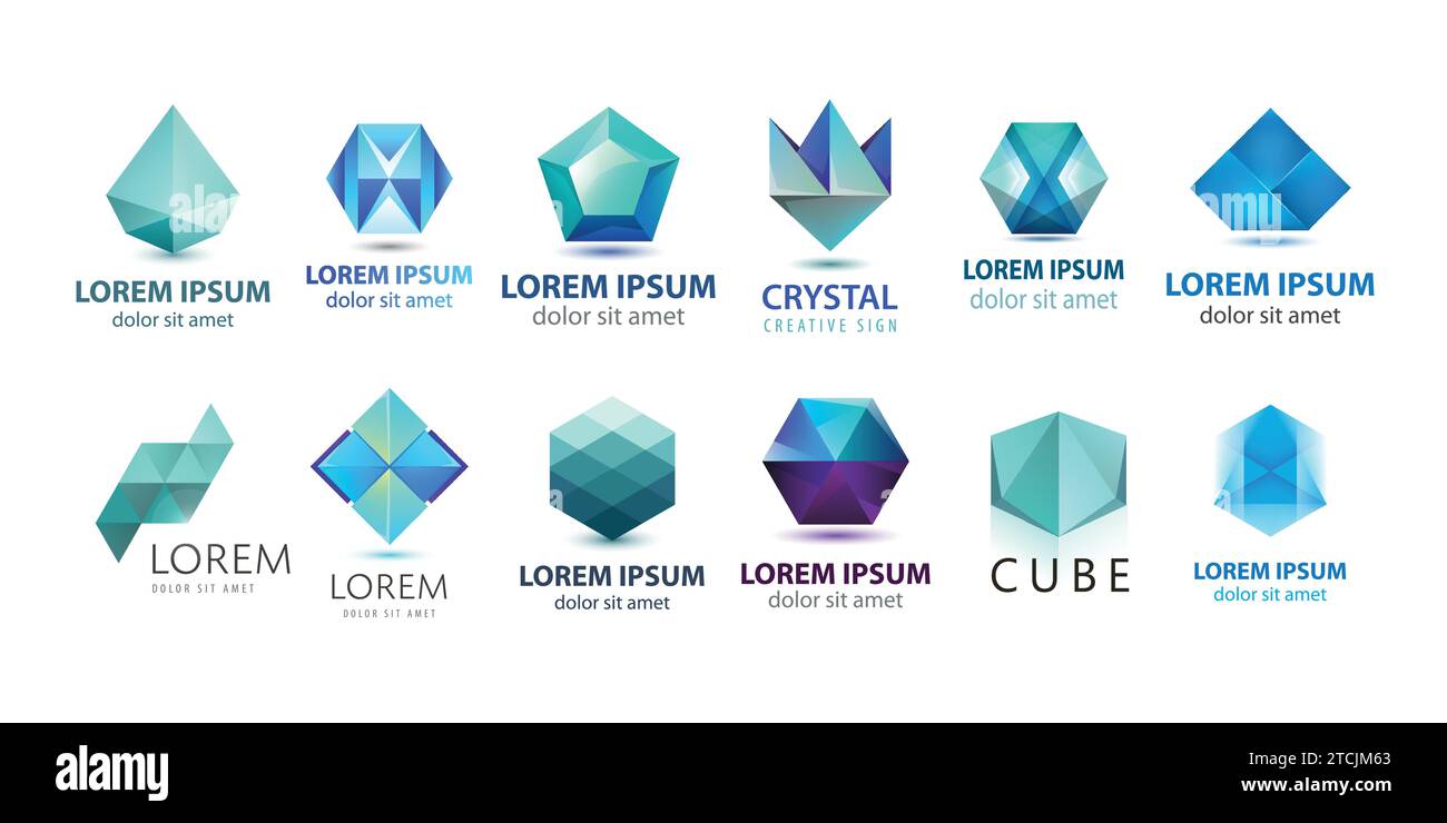 Vector set of abstract logo design, geometric technology icons ...