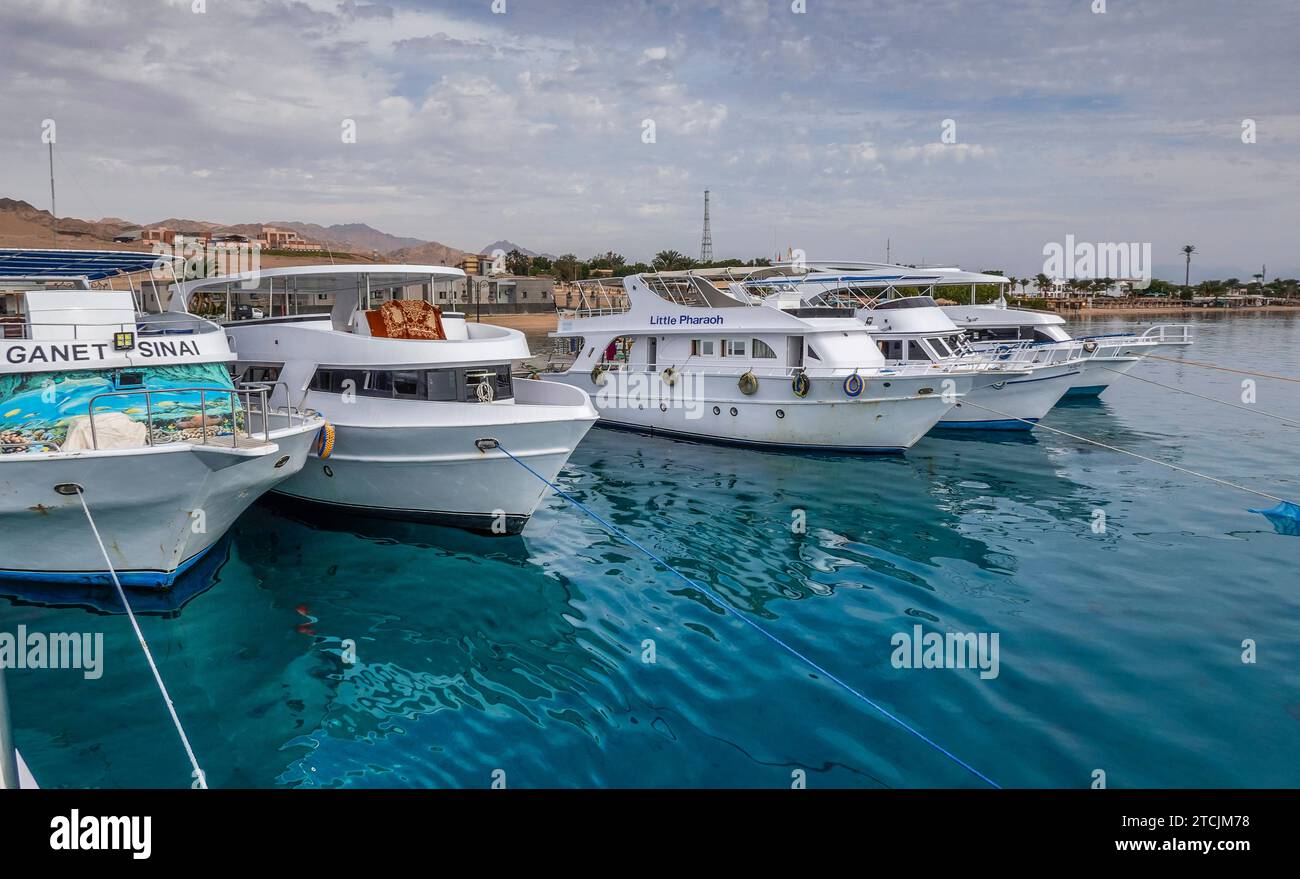 Tauchboote, Marina, Dahab, Golf von Akaba, Rotes Meer, Sinai, Ägypten ...