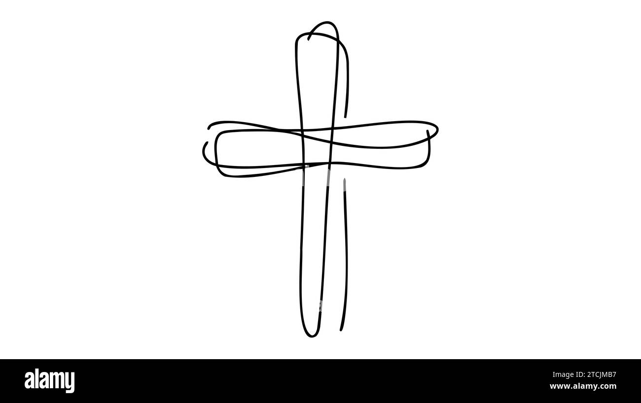 Continuous drawn one line of the symbol of religion. Vector ...
