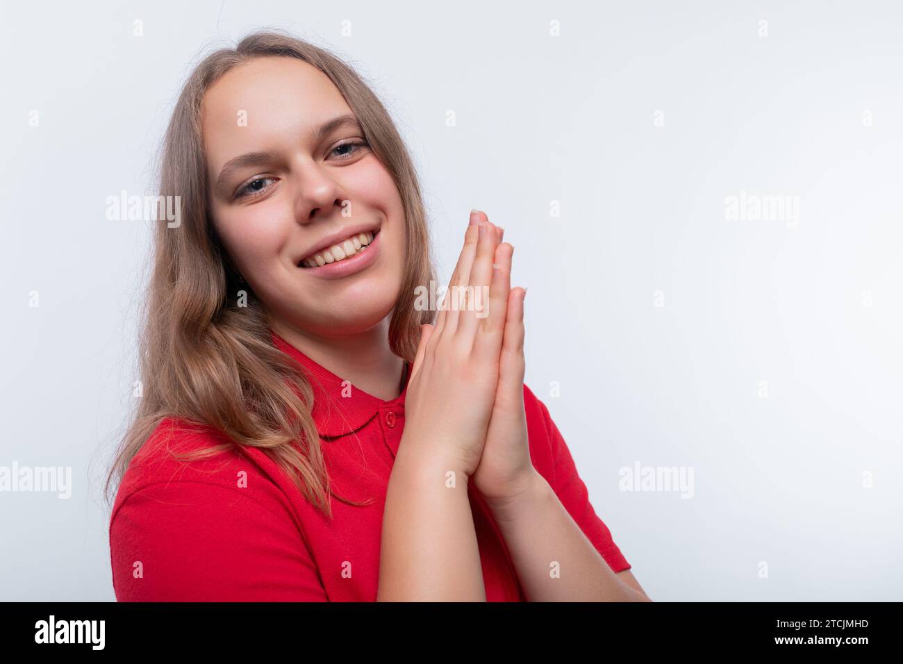 Headshot portrait of a European teenage girl with brown hair Stock ...