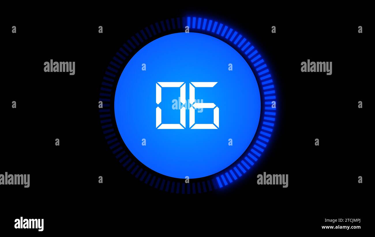 Digital Countdown Timer count, Number six Stock Photo - Alamy