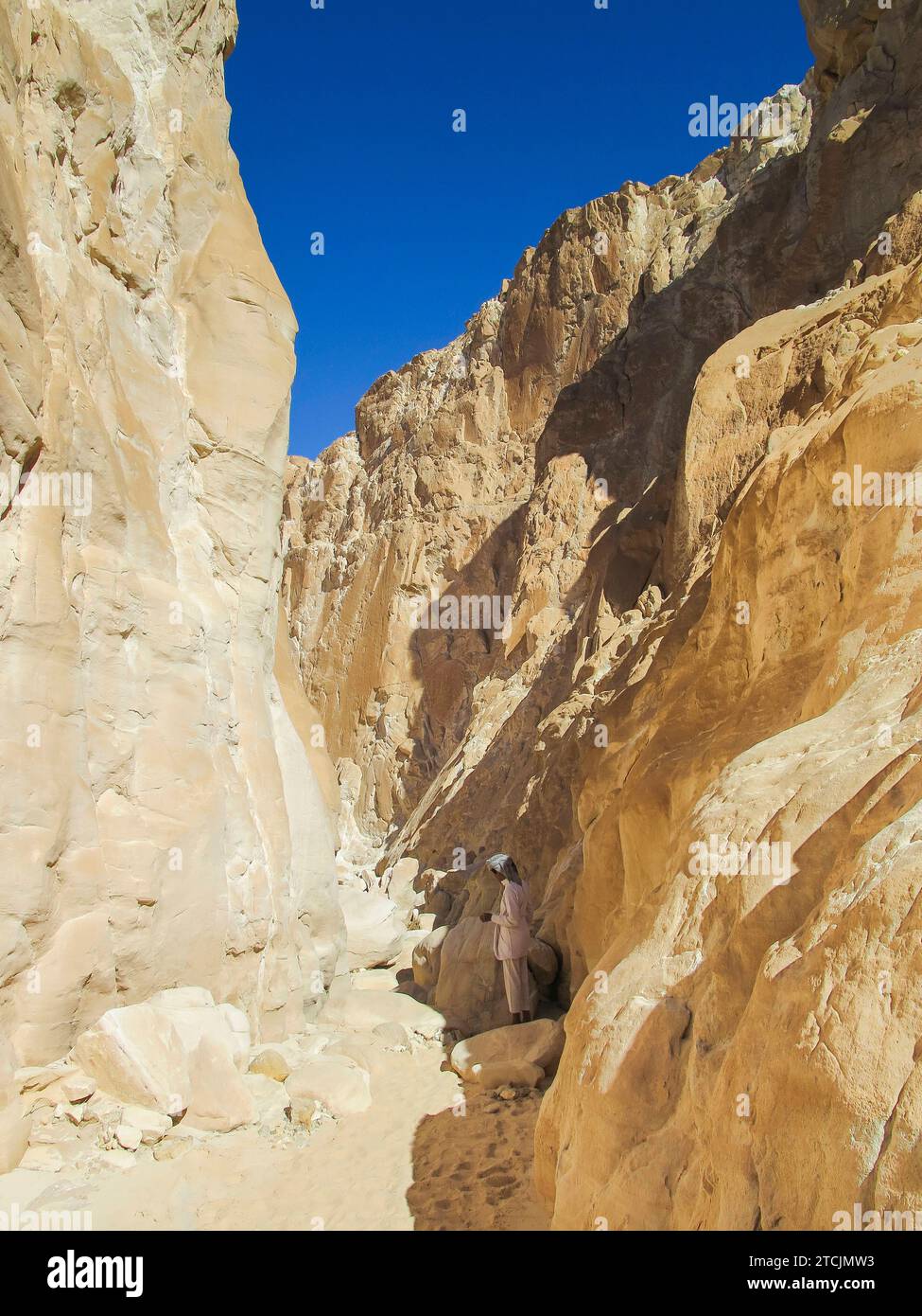 Beduine im White Canyon, südlicher Sinai, Ägypten *** Bedouin in the ...