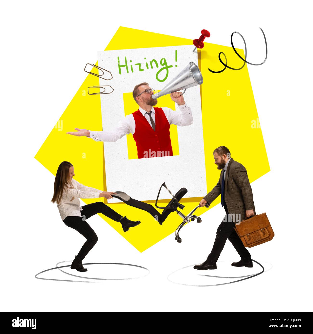 Hr manager hiring new employees. Man and woman, candidates fighting for ...