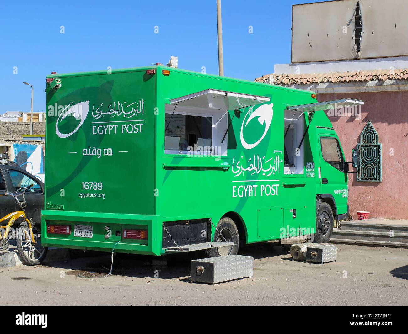 Egypt Post, Filiale in einem Transporter, Dahab, Sinai, Ägypten ...