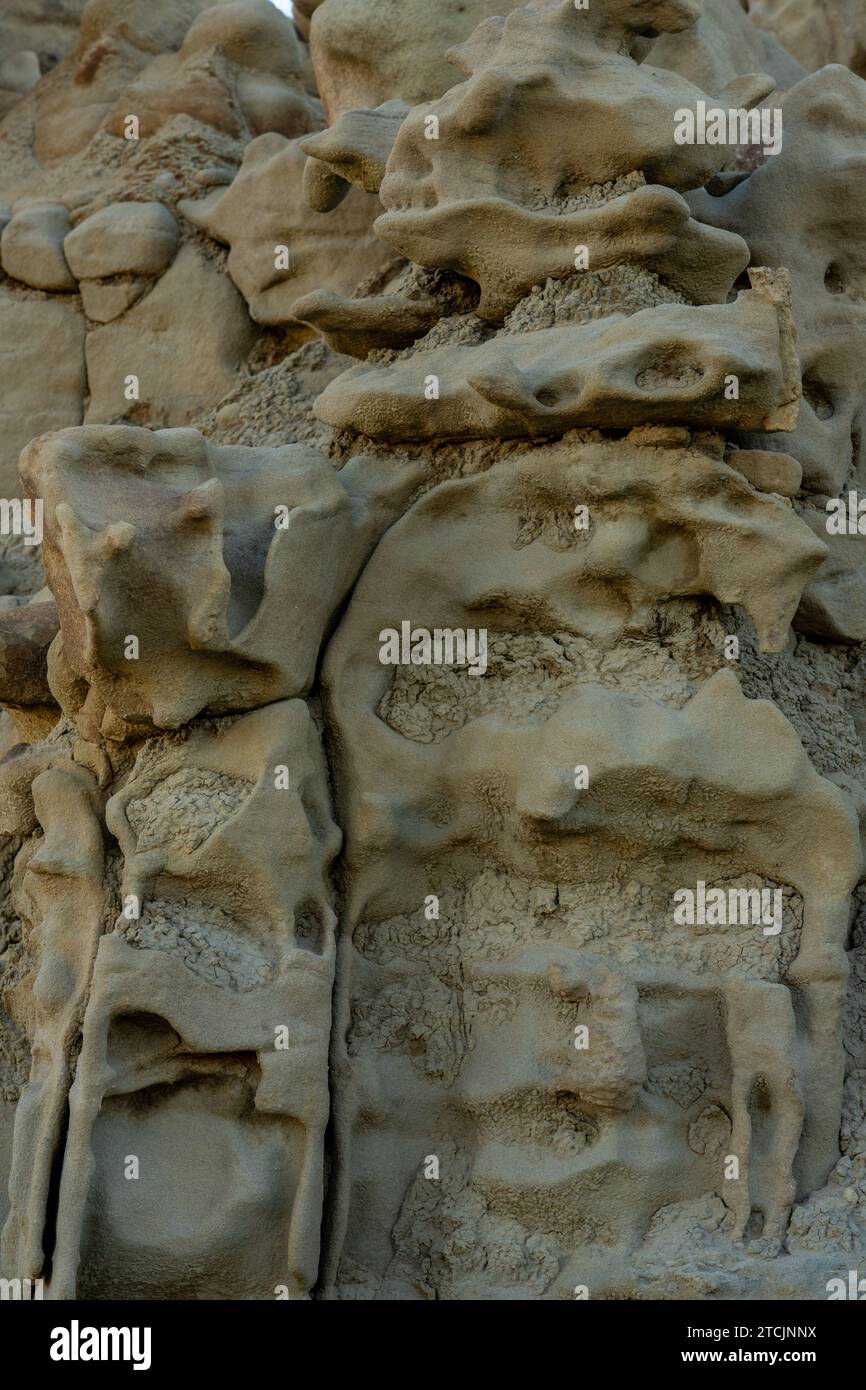Melted wax-looking erosion patterns in the sandstone formations in ...