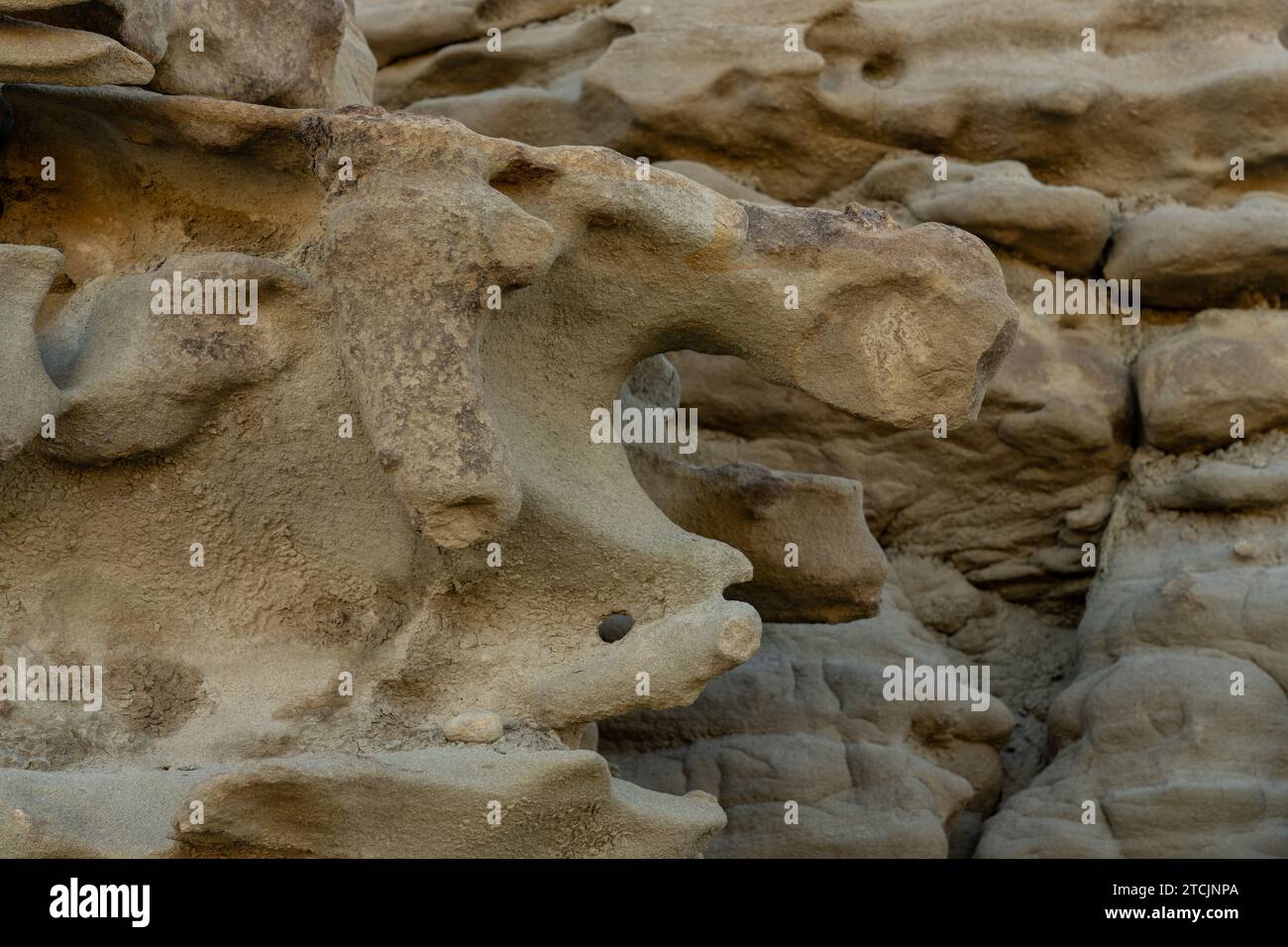Melted wax-looking erosion patterns in the sandstone formations in ...